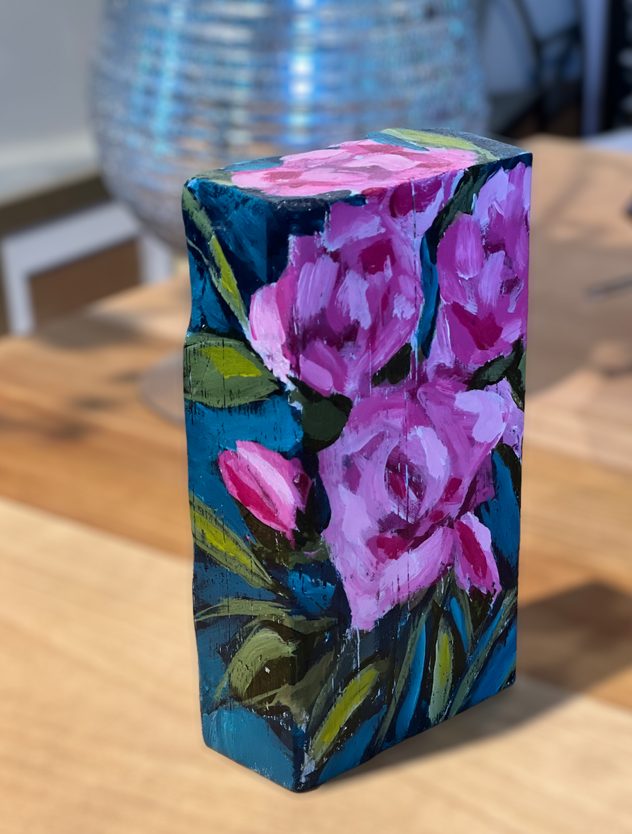 Roses, shelf decor, original art, floral, pink – Creating Jo Deb